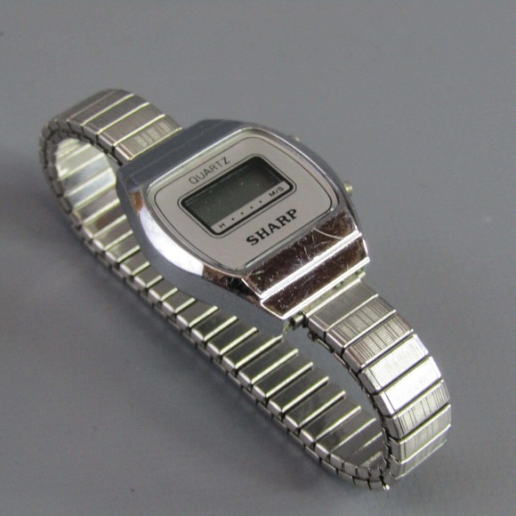 Sharp | Accessories | Vintage Sharp Digital Watch Flex Metal Wristwatch ...
